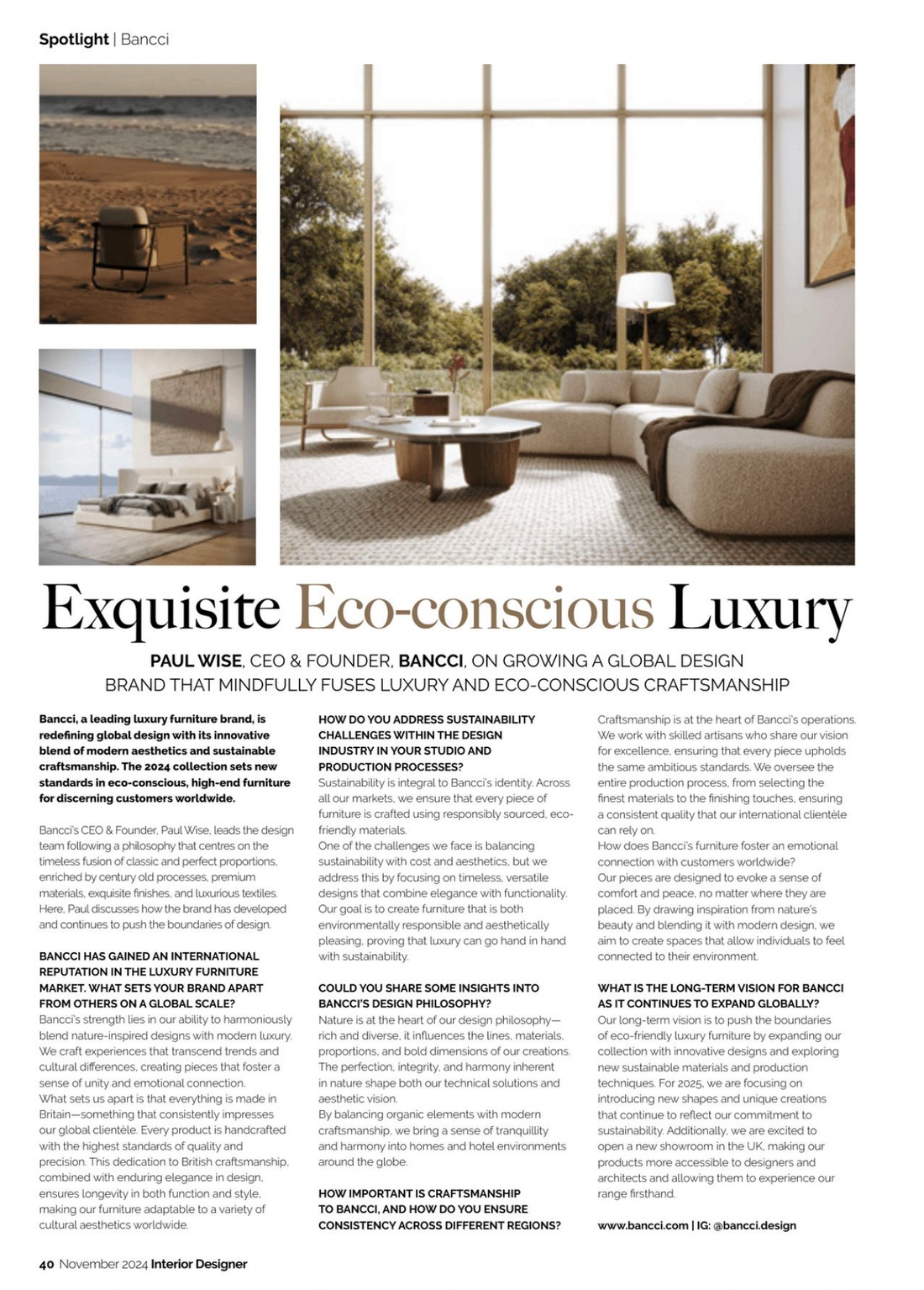 Interior Designer Magazine | Bancci